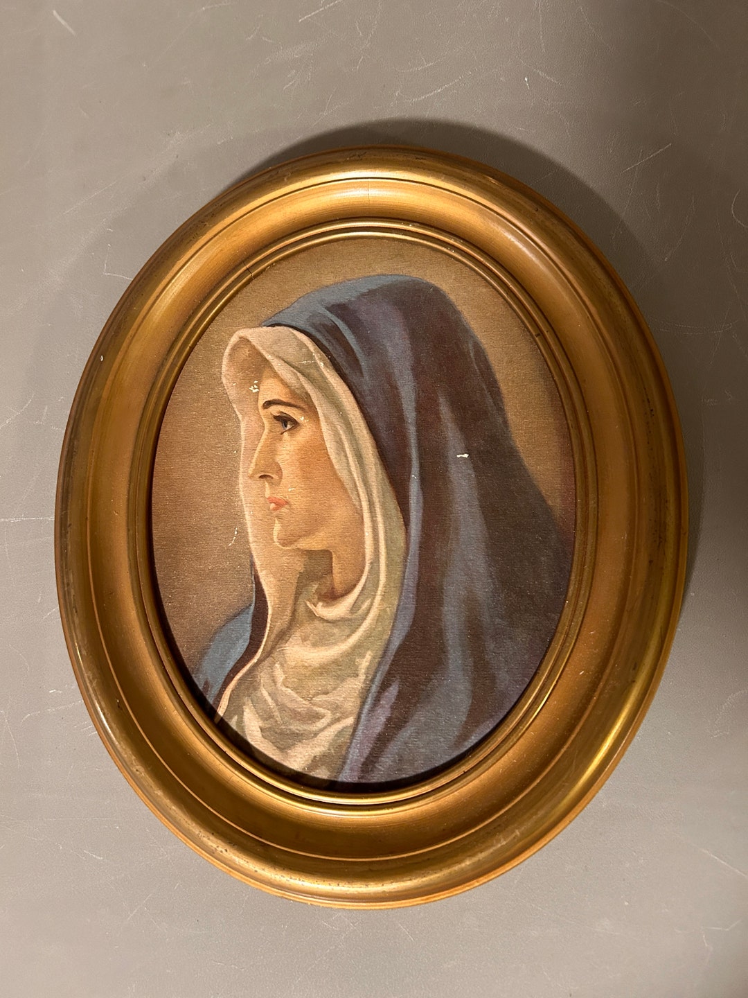 Vintage Religious Oval Plaque Mary - Etsy