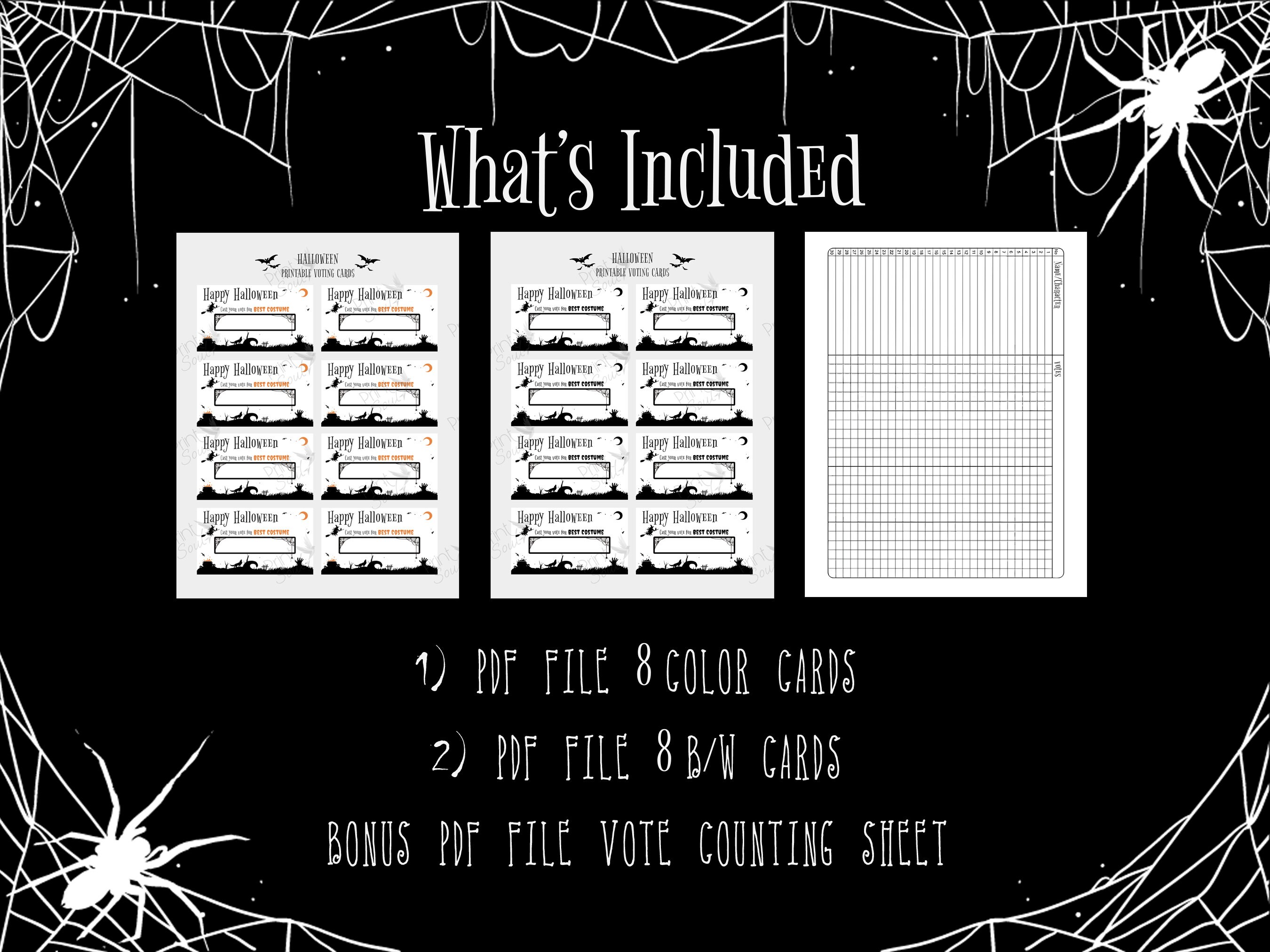 Halloween Costume Voting Printable Cards, Costume Voting Cards ...