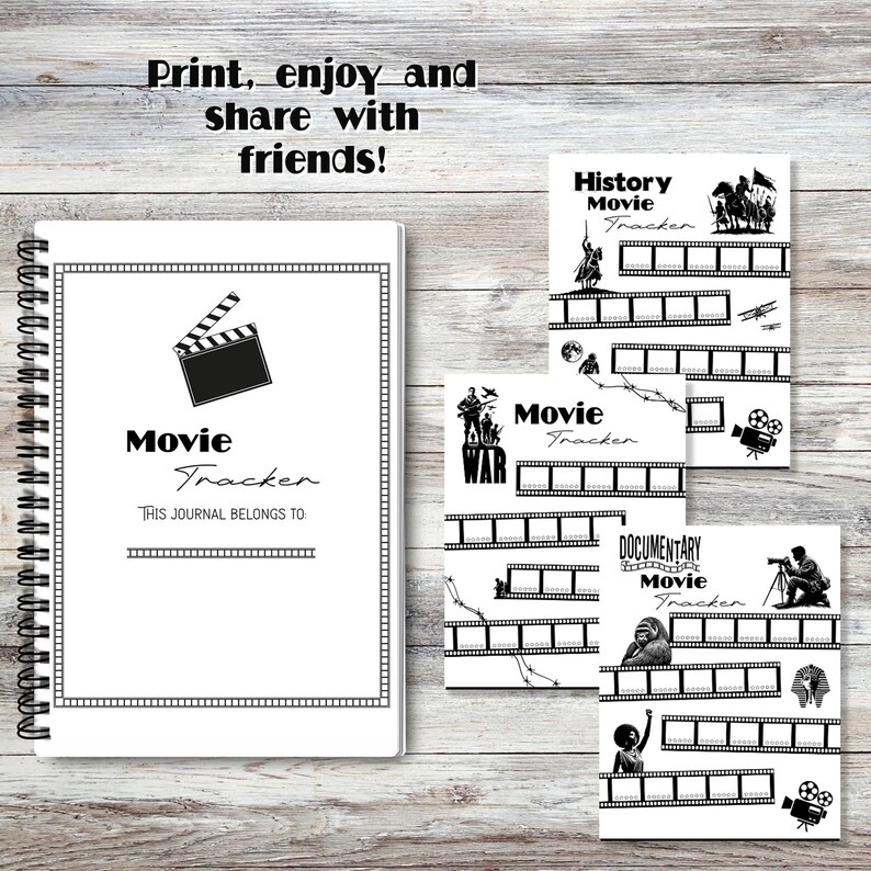 PDF Printable Movie Tracker Journal | Movie Lover Gift | History Movie ...