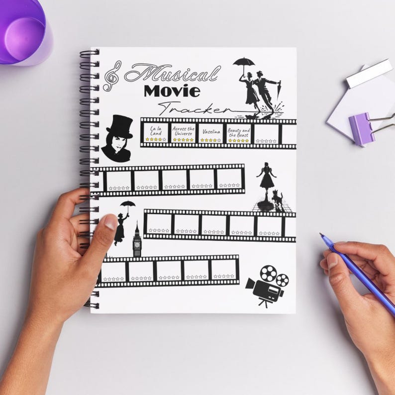 PDF Printable Movie Tracker Journal | Movie Lover Gift | Drama Movie ...