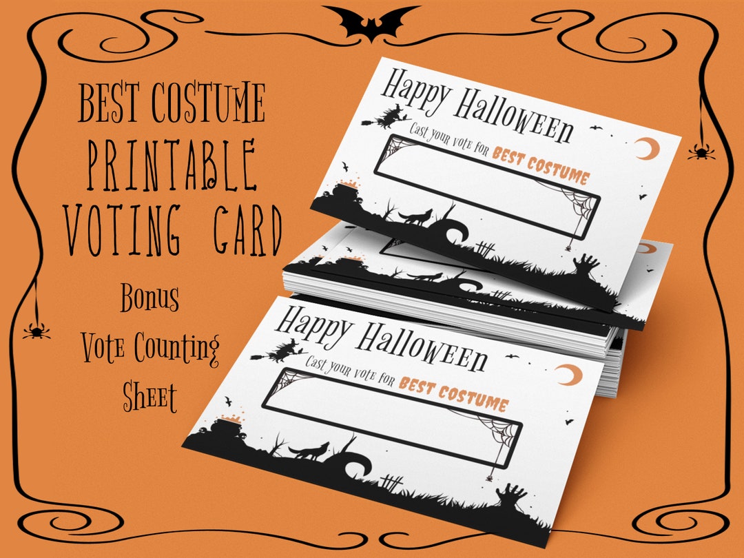 Halloween Costume Voting Printable Cards, Costume Voting Cards ...