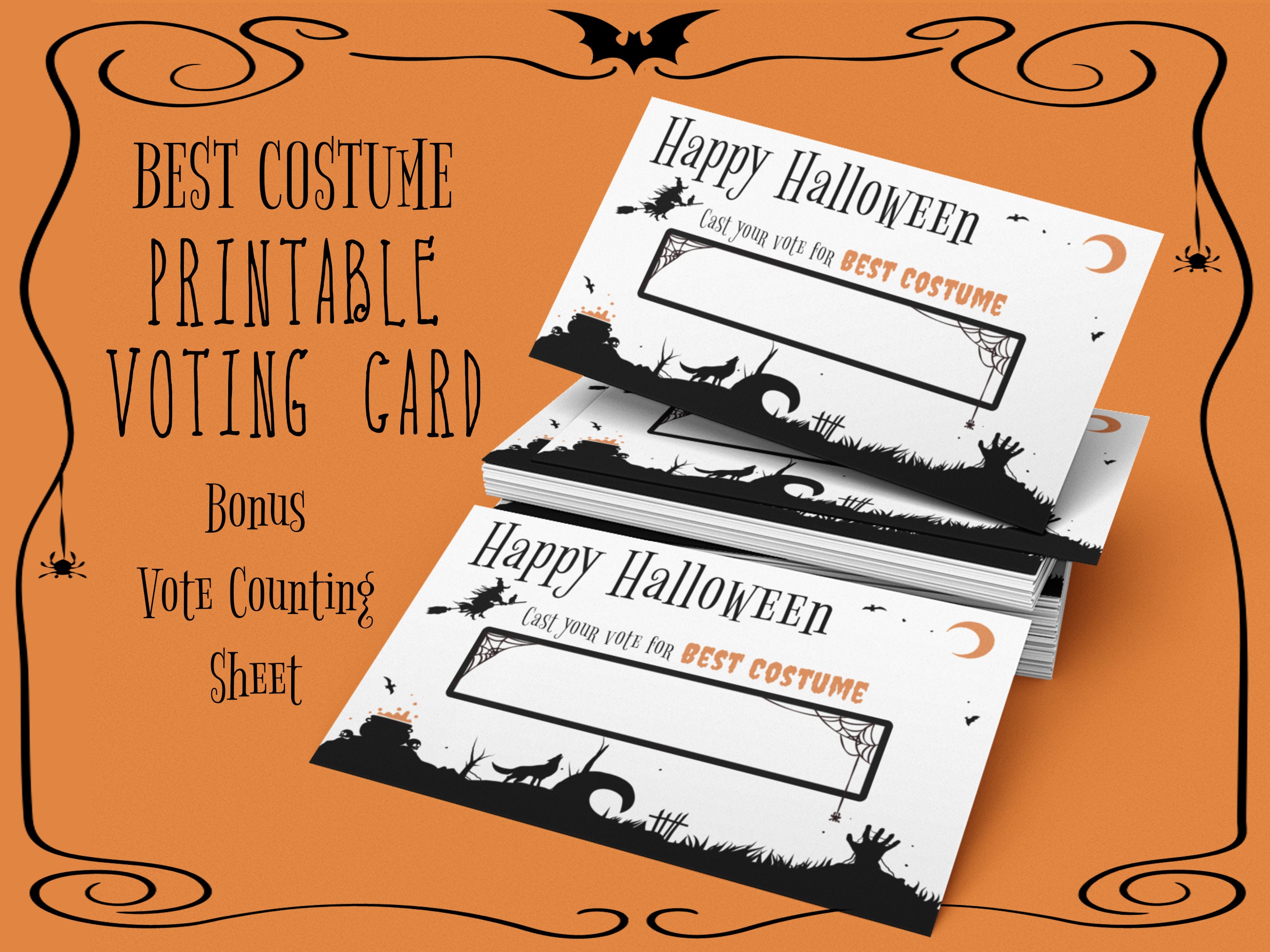 Halloween Costume Voting Printable Cards, Costume Voting Cards ...