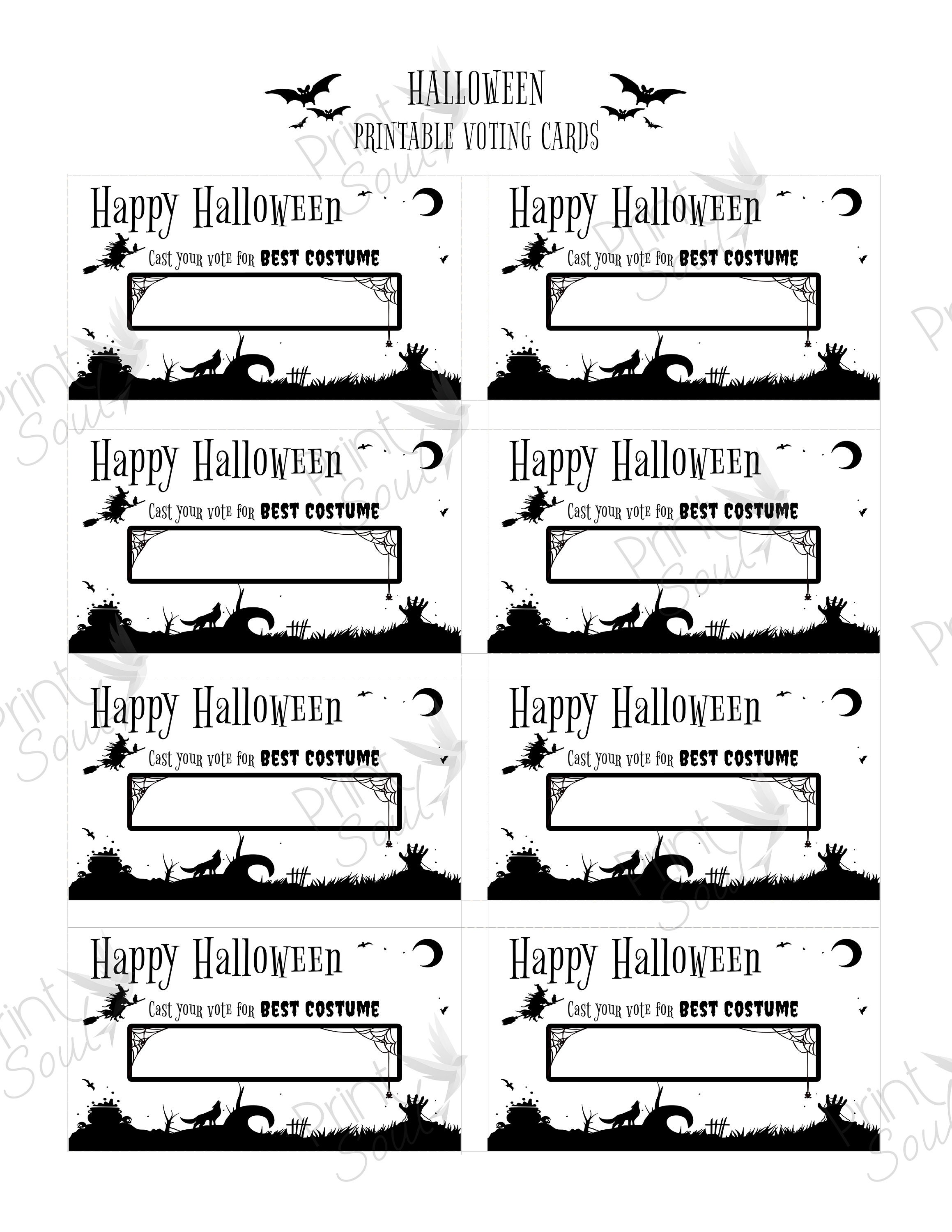 Halloween Costume Voting Printable Cards, Costume Voting Cards ...