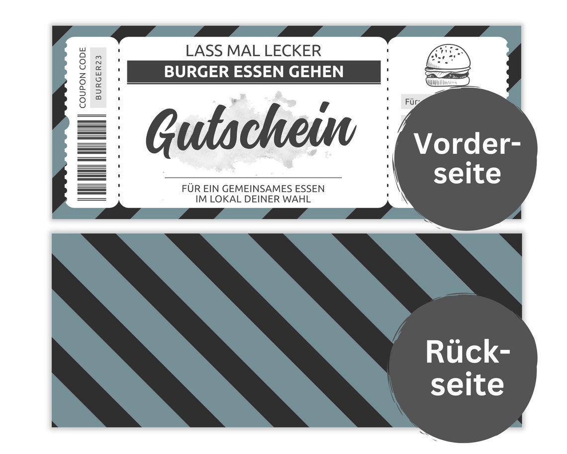 Burger Food Coupon | Template Editable | Print | Printable Voucher ...