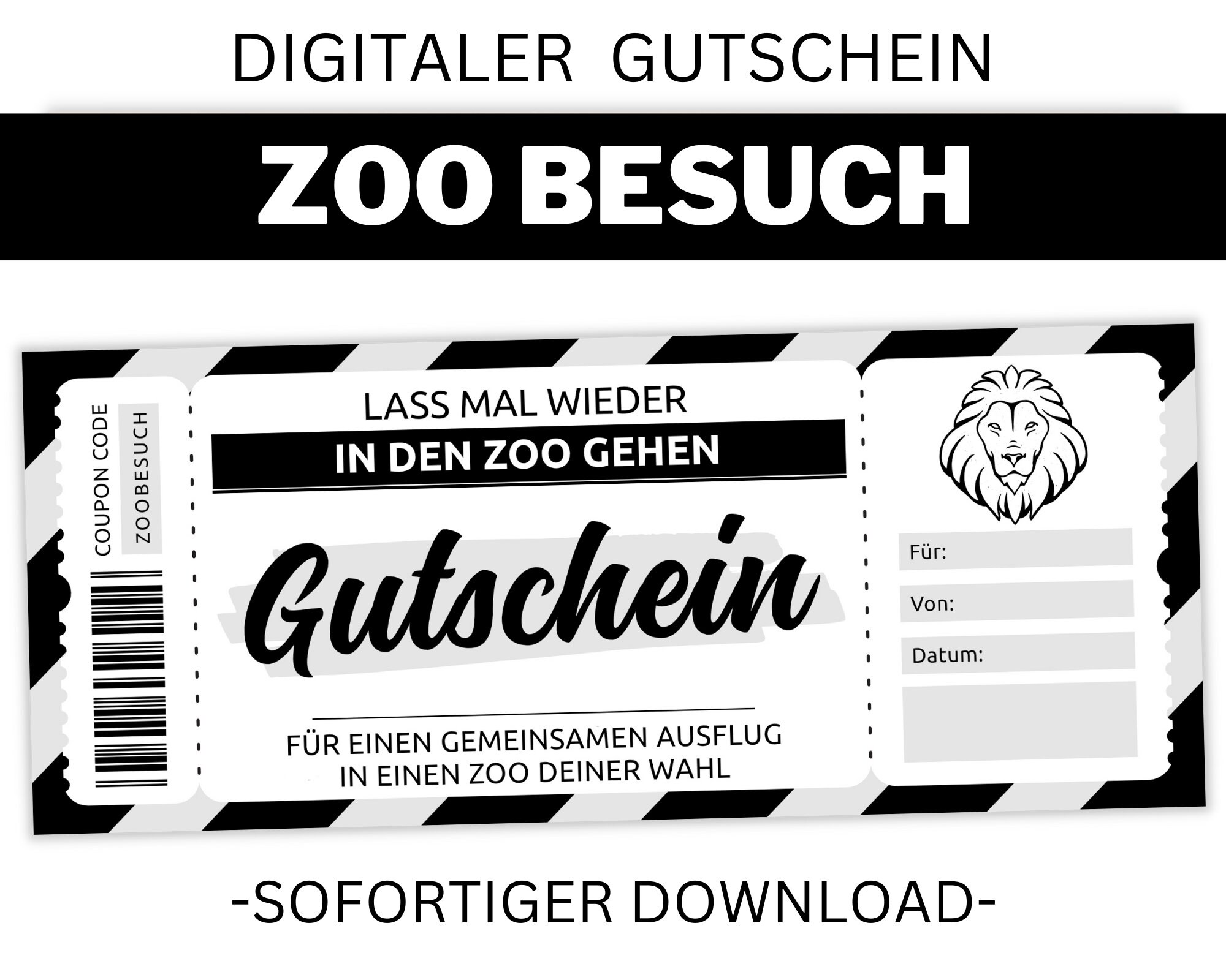 Zoo Voucher | Template Editable | Printable Voucher Template | Gift ...