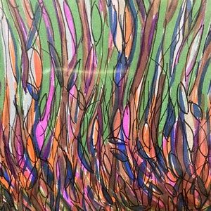 Hand Drawn, Tangled in Weeds, is an 8 X 10 Original Pen and Ink Marker ...