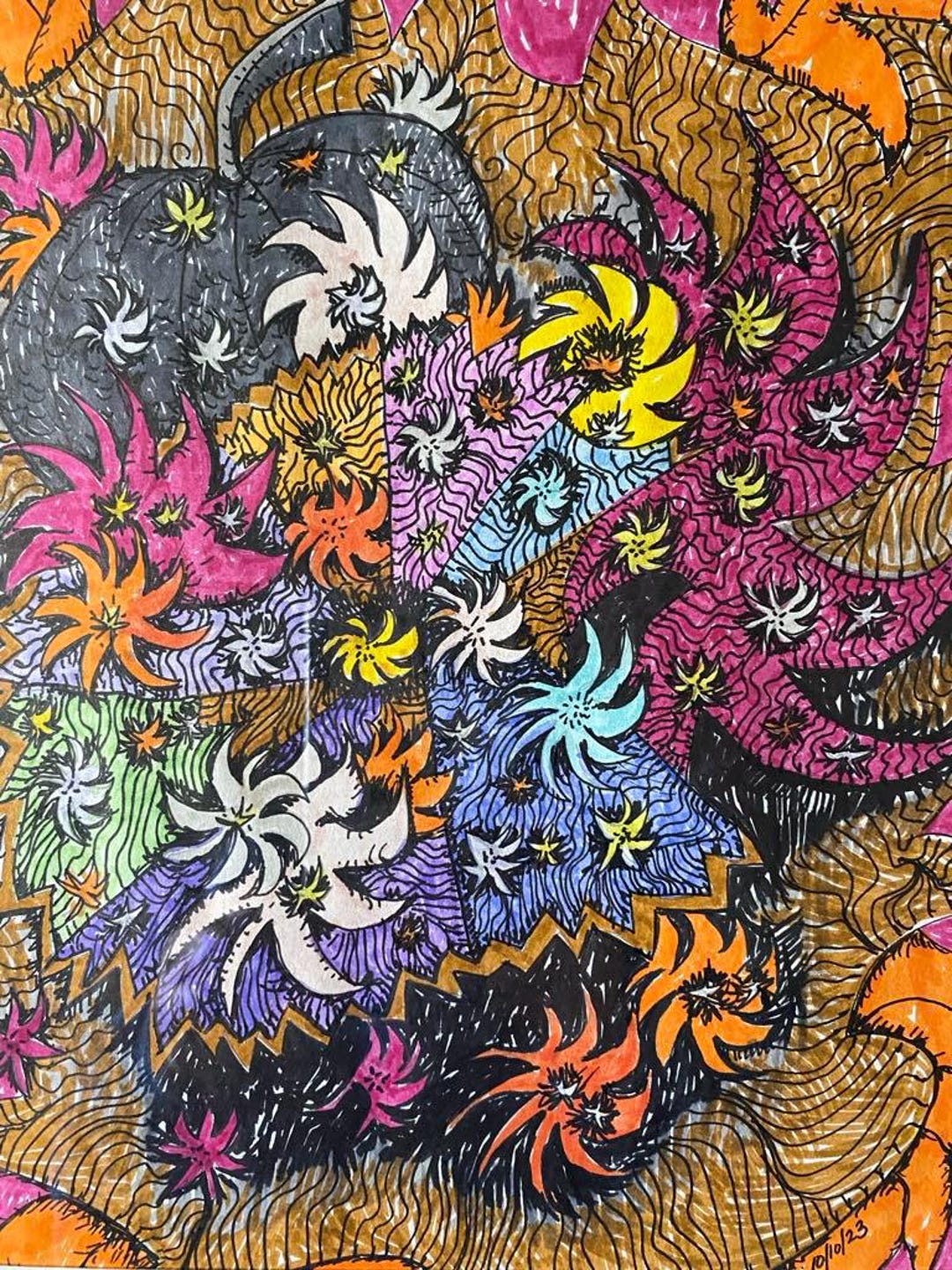 Hand Drawn, Pinwheels, is an 8" X 10" Pen and Ink Marker Sketch of ...