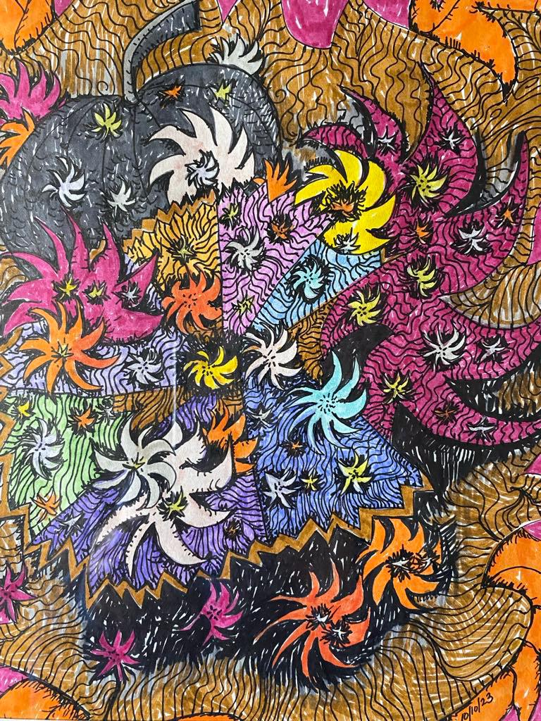 Hand Drawn, Pinwheels, is an 8" X 10" Pen and Ink Marker Sketch of ...