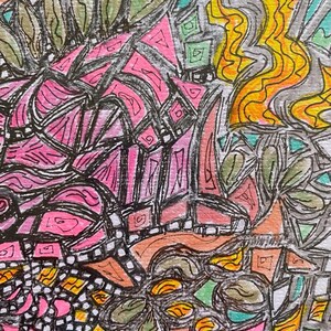 Hand Drawn Abstract Universe Drawing, Pen and Ink, Matted 9x12 - Etsy
