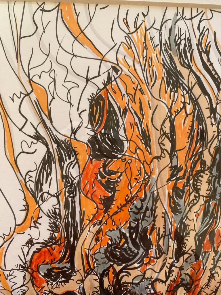 Hand Drawn, Campfire, is a 9" X 12" Pen and Ink Marker Illustration of ...
