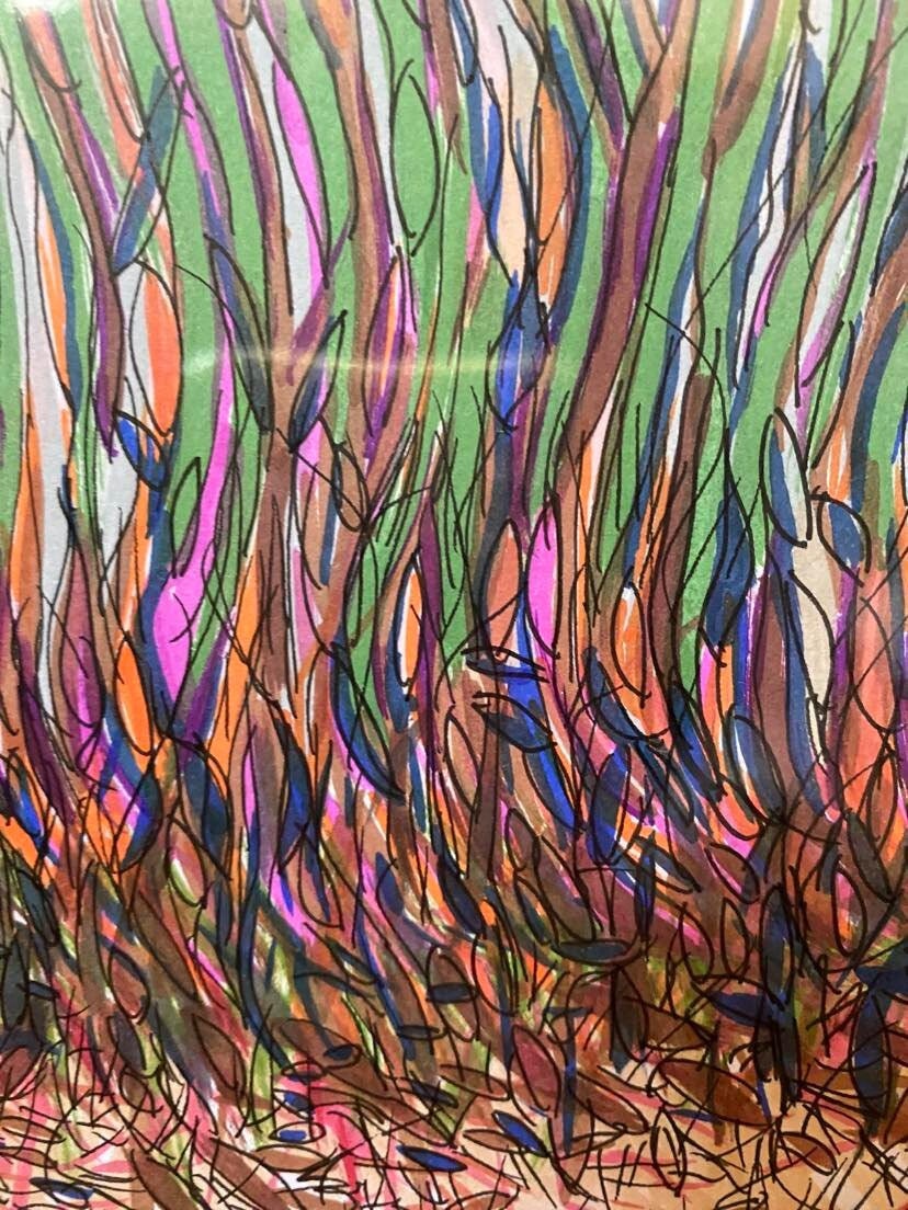 Hand Drawn, Tangled in Weeds, is an 8 X 10 Original Pen and Ink Marker ...