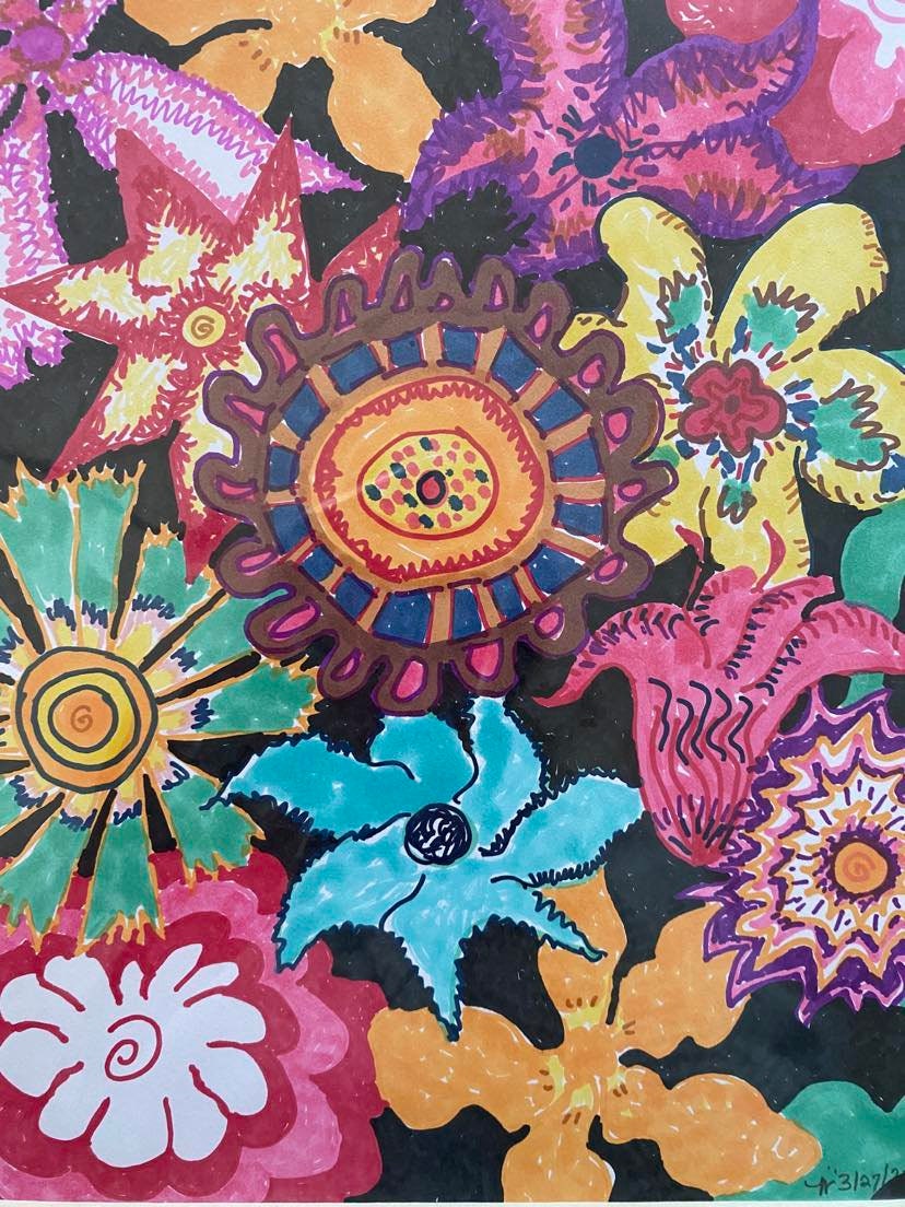Hand Drawn, Psycho Flowers, is an Original Pen and Ink That Bursts on ...
