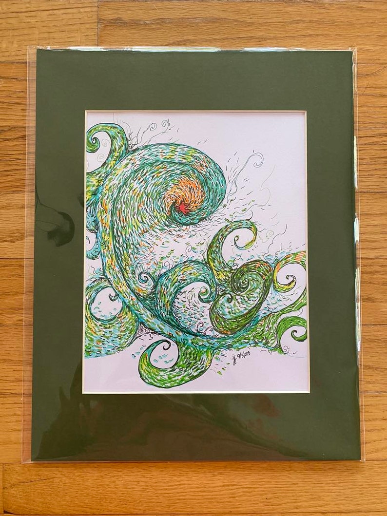 Hand Drawn, Starry Waves, is an Original 8 X 10 Pen and Ink Marker ...
