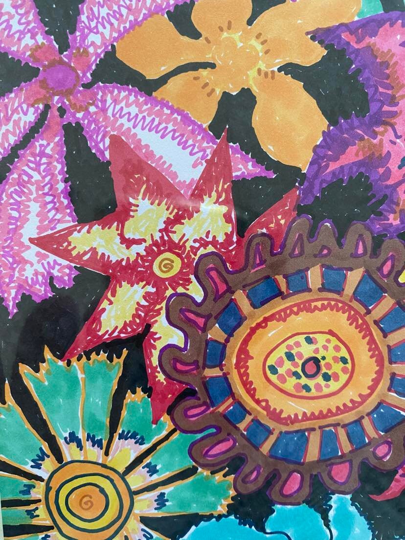 Hand Drawn, Psycho Flowers, is an Original Pen and Ink That Bursts on ...