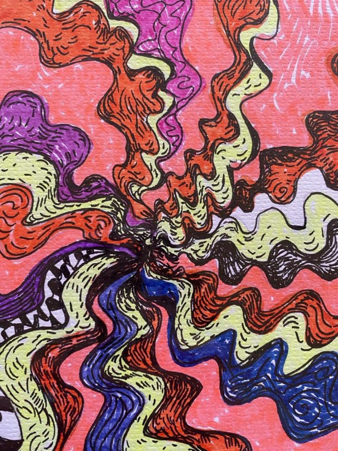 Hand Drawn, Sizzling Sun, is a 9" X 12" Pen and Ink Marker Illustration ...