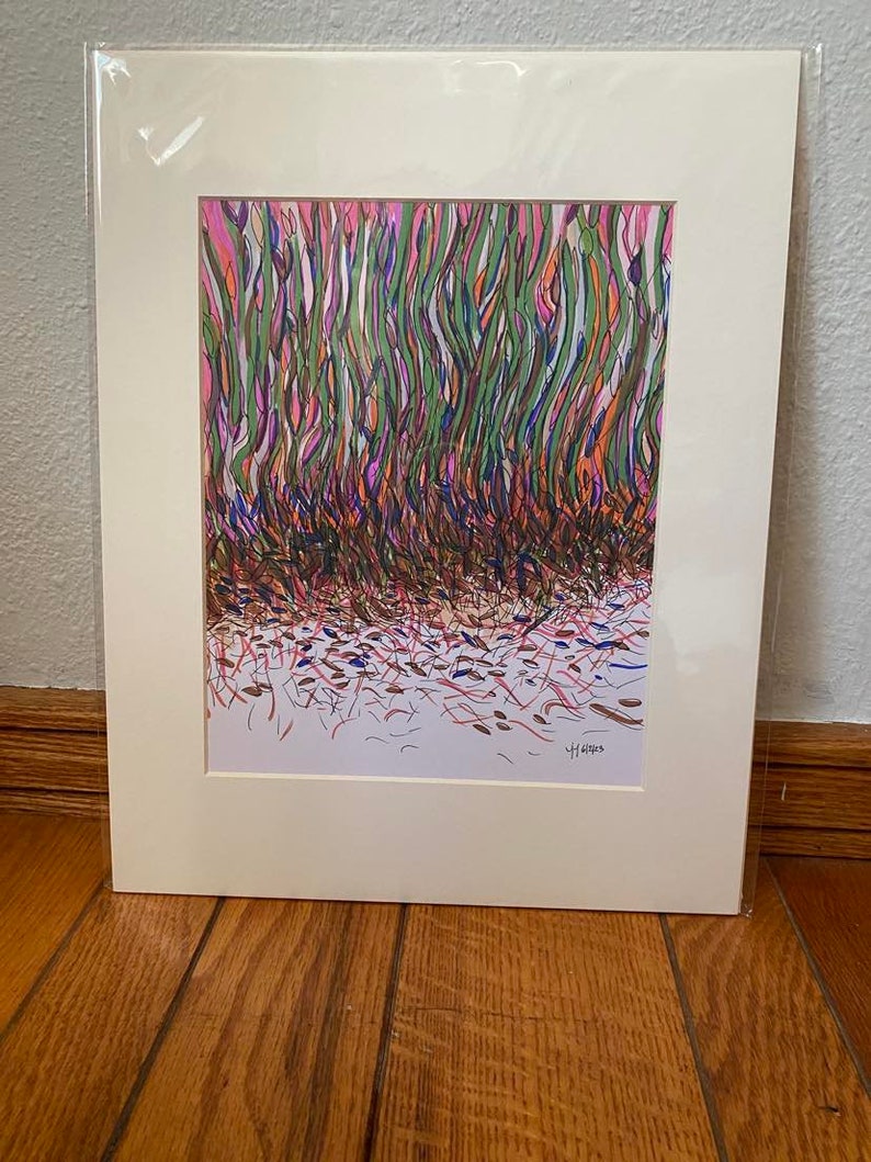 Hand Drawn, Tangled in Weeds, is an 8 X 10 Original Pen and Ink Marker ...