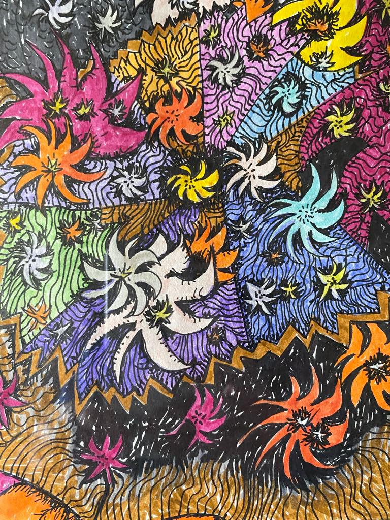 Hand Drawn, Pinwheels, is an 8" X 10" Pen and Ink Marker Sketch of ...