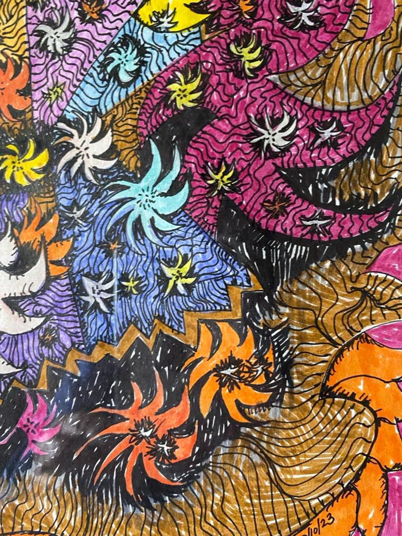 Hand Drawn, Pinwheels, is an 8" X 10" Pen and Ink Marker Sketch of ...