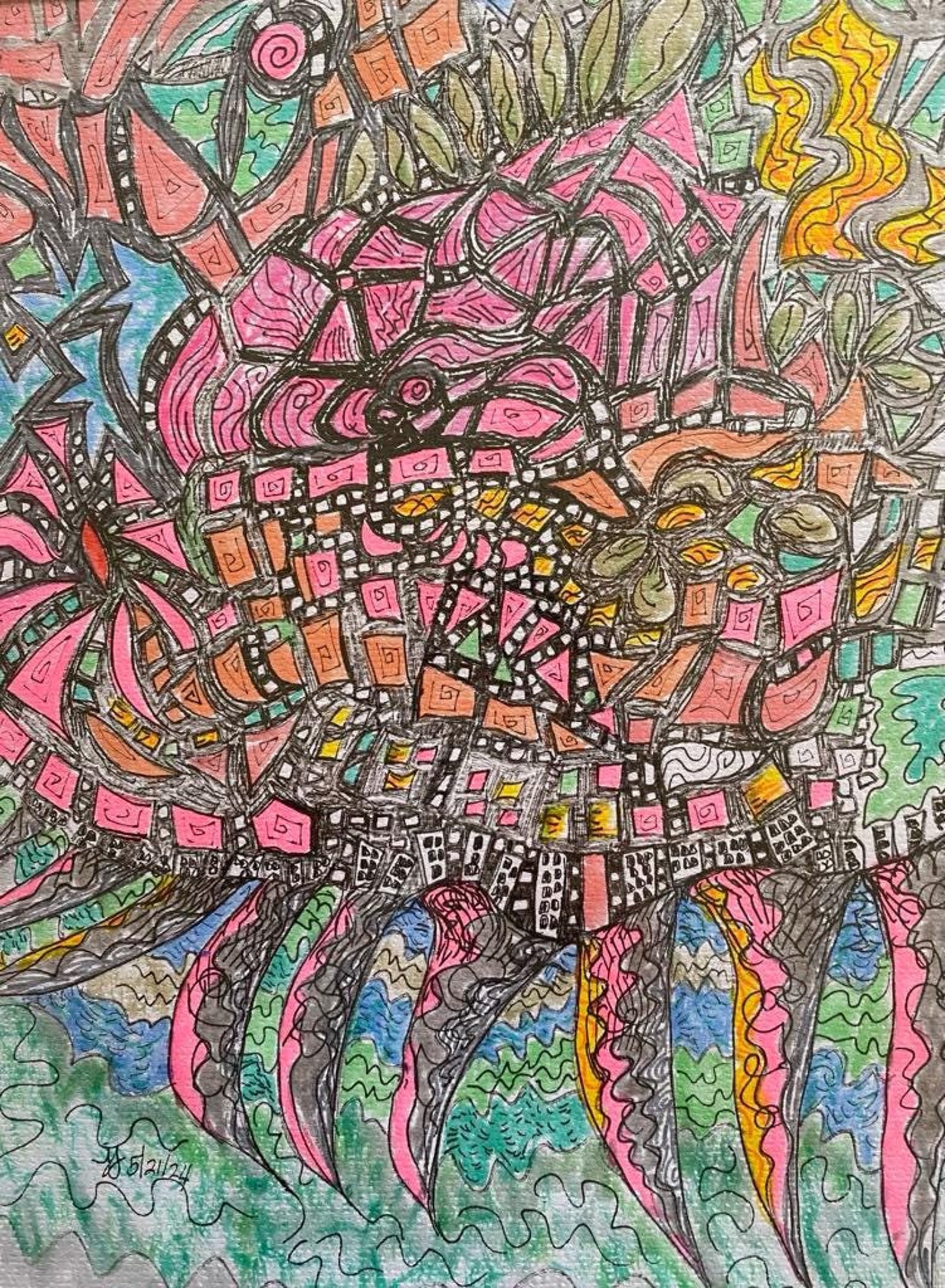 Hand Drawn Abstract Universe Drawing, Pen and Ink, Matted 9x12 - Etsy