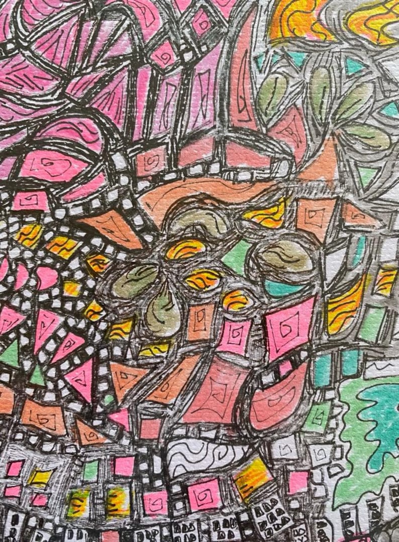 Hand Drawn Abstract Universe Drawing, Pen and Ink, Matted 9x12 - Etsy