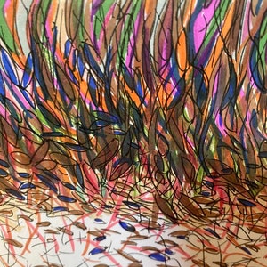 Hand Drawn, Tangled in Weeds, is an 8 X 10 Original Pen and Ink Marker ...