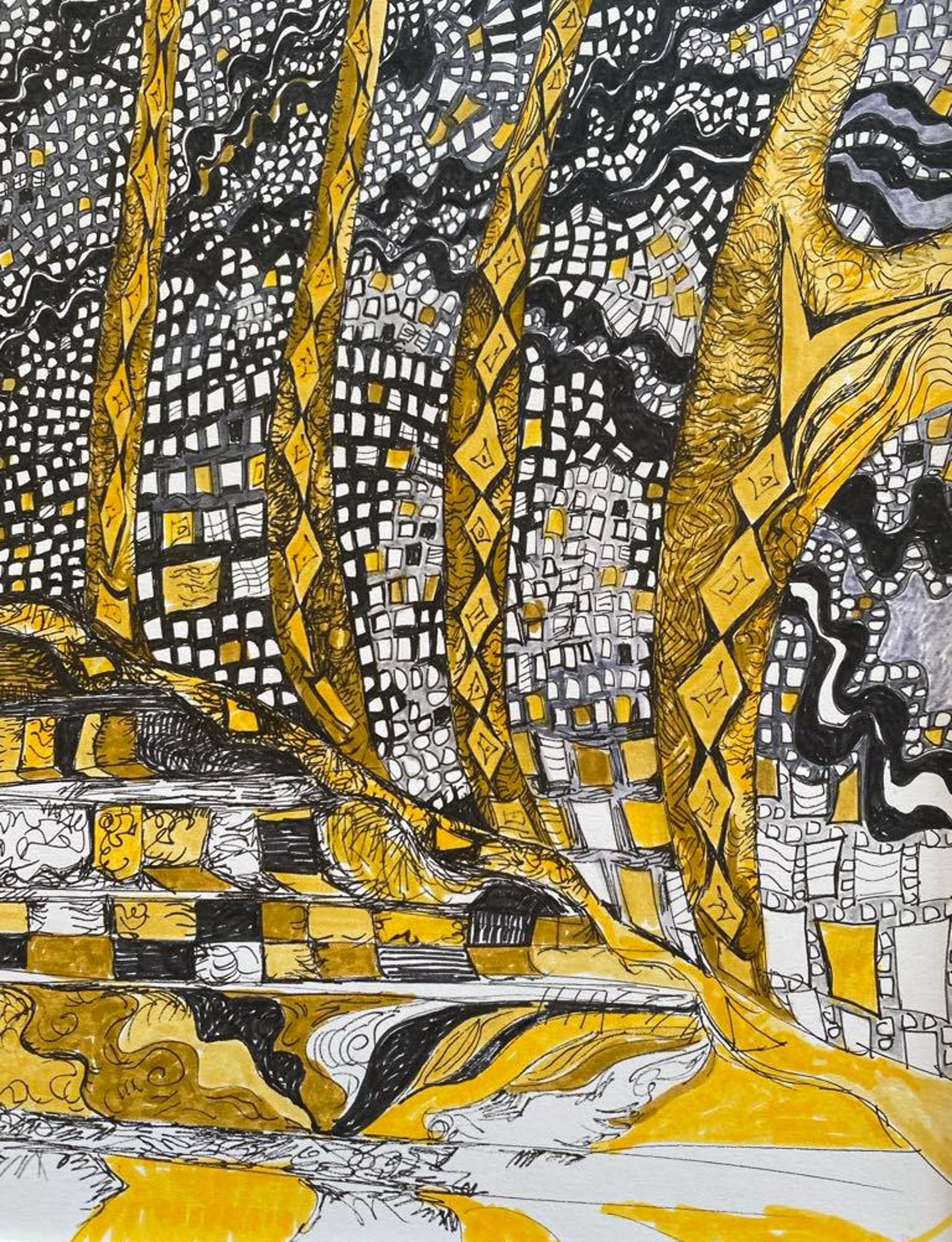 Hand Drawn, Golden Arches, is an Original 11" X 14" Pen and Ink Marker ...