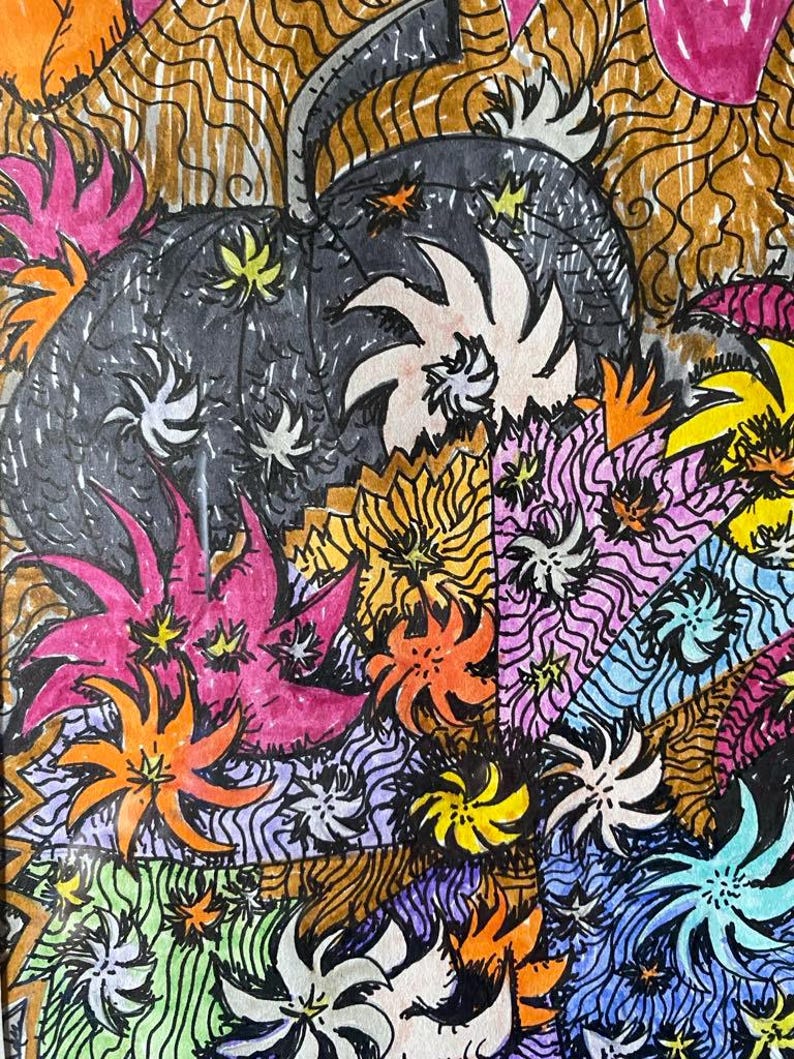 Hand Drawn, Pinwheels, is an 8" X 10" Pen and Ink Marker Sketch of ...