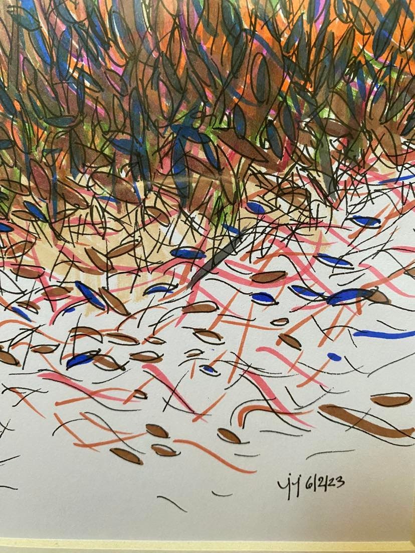 Hand Drawn, Tangled in Weeds, is an 8 X 10 Original Pen and Ink Marker ...