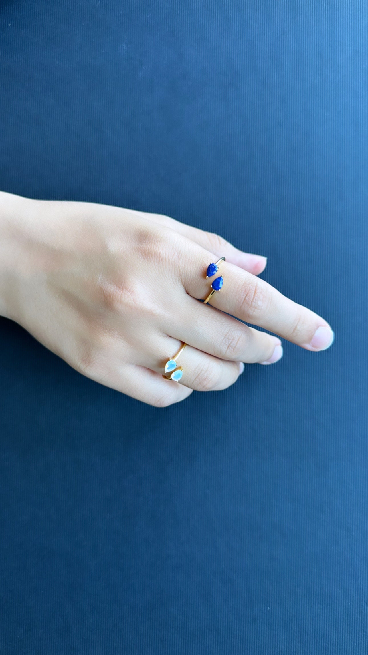 The Lapis Lazuli Raindrop Gold Ring Adjustable Allthesmallthings - Etsy