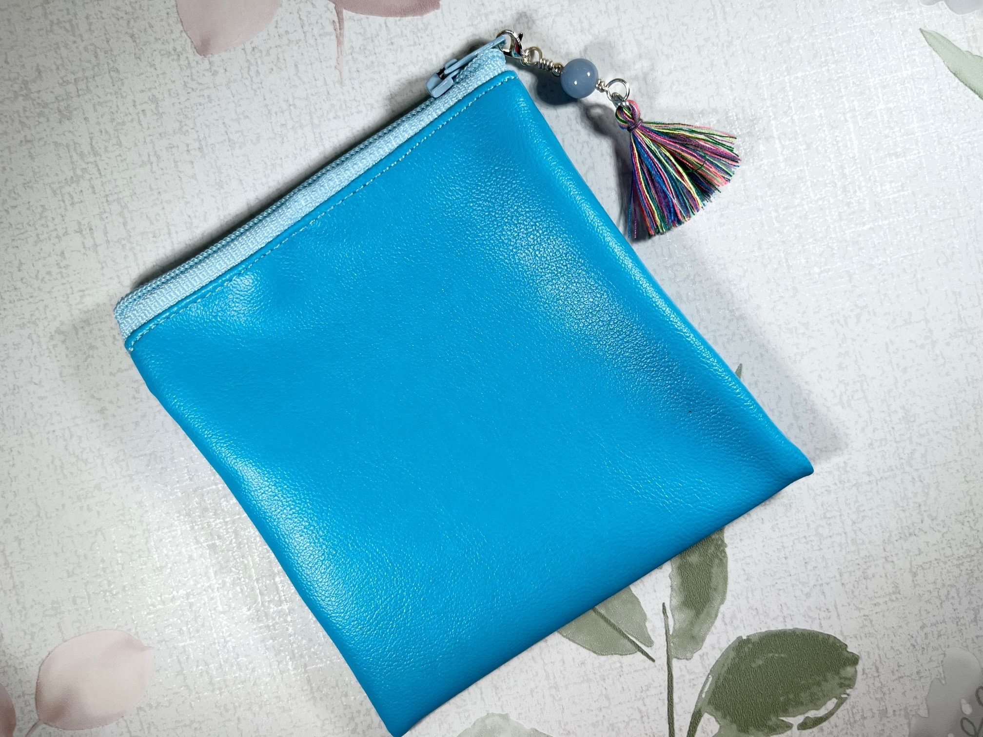 Blue Coin Purse With Tassel, Small Zipper Wallet, Handmade Change Purse ...