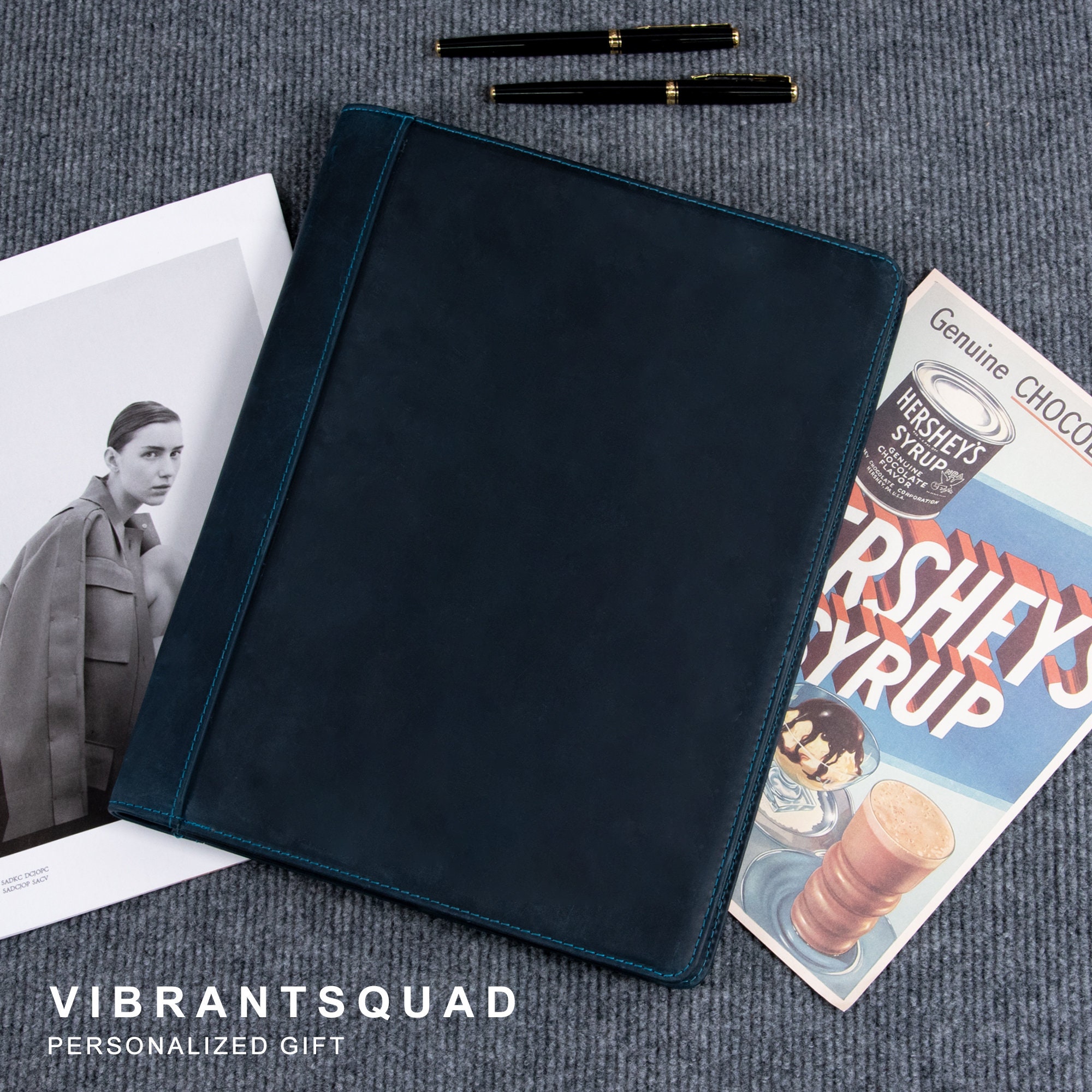 Handmade Leather Padfolio Blue Crazy Horse Leather Padfolio - Etsy