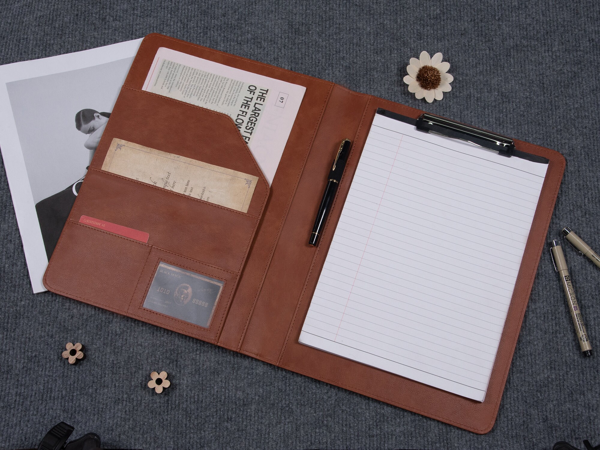 Handmade Leather Padfolio, Leather Padfolio With A4 Notepad Holder ...