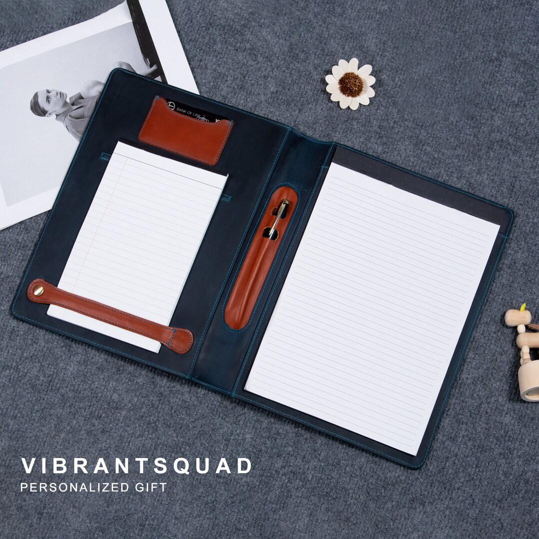 Handmade Leather Padfolio Blue Crazy Horse Leather Padfolio - Etsy