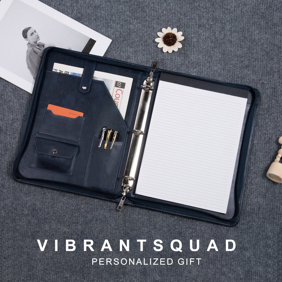 Zippered Leather Portfolio Leather Portfolio With A4 Notepad - Etsy