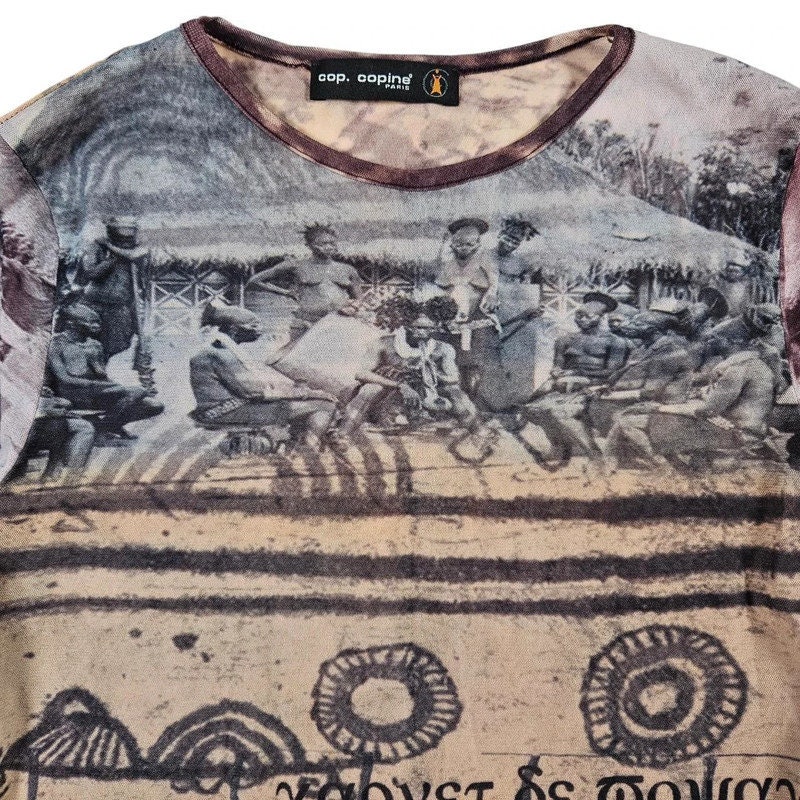 Vintage Cop Copine African Tribe Graphic Print Sheer Mesh Top - Etsy