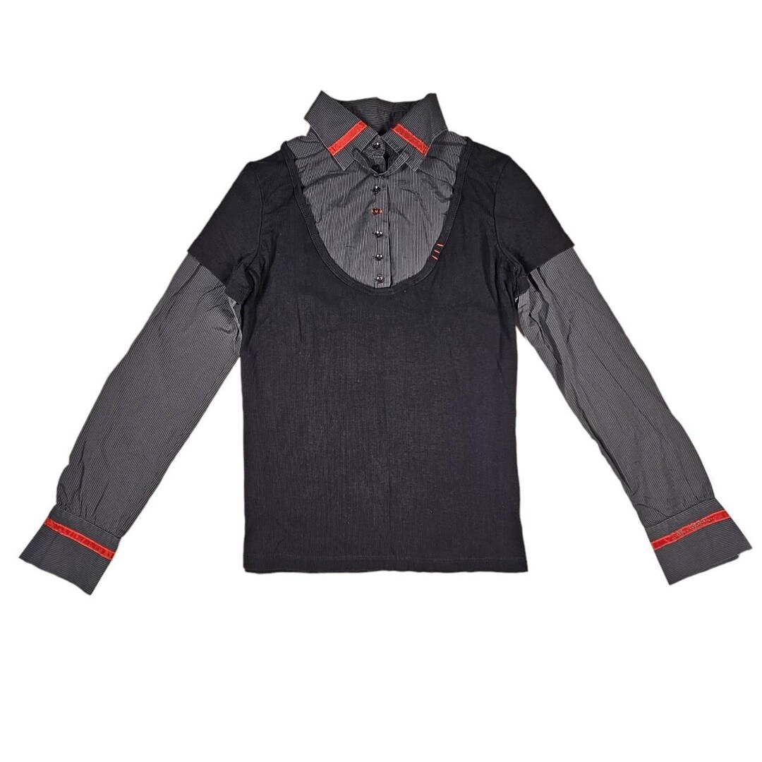 Vintage Cop Copine Top With Integrated Ribbed Cotton Shirt - Etsy