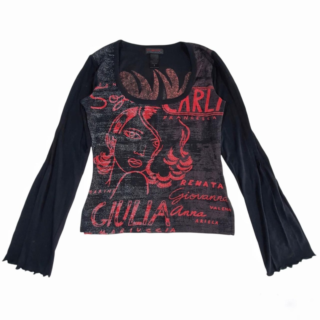 Vintage Custo Barcelona giulia Girl With Fire Graphic Print Top - Etsy