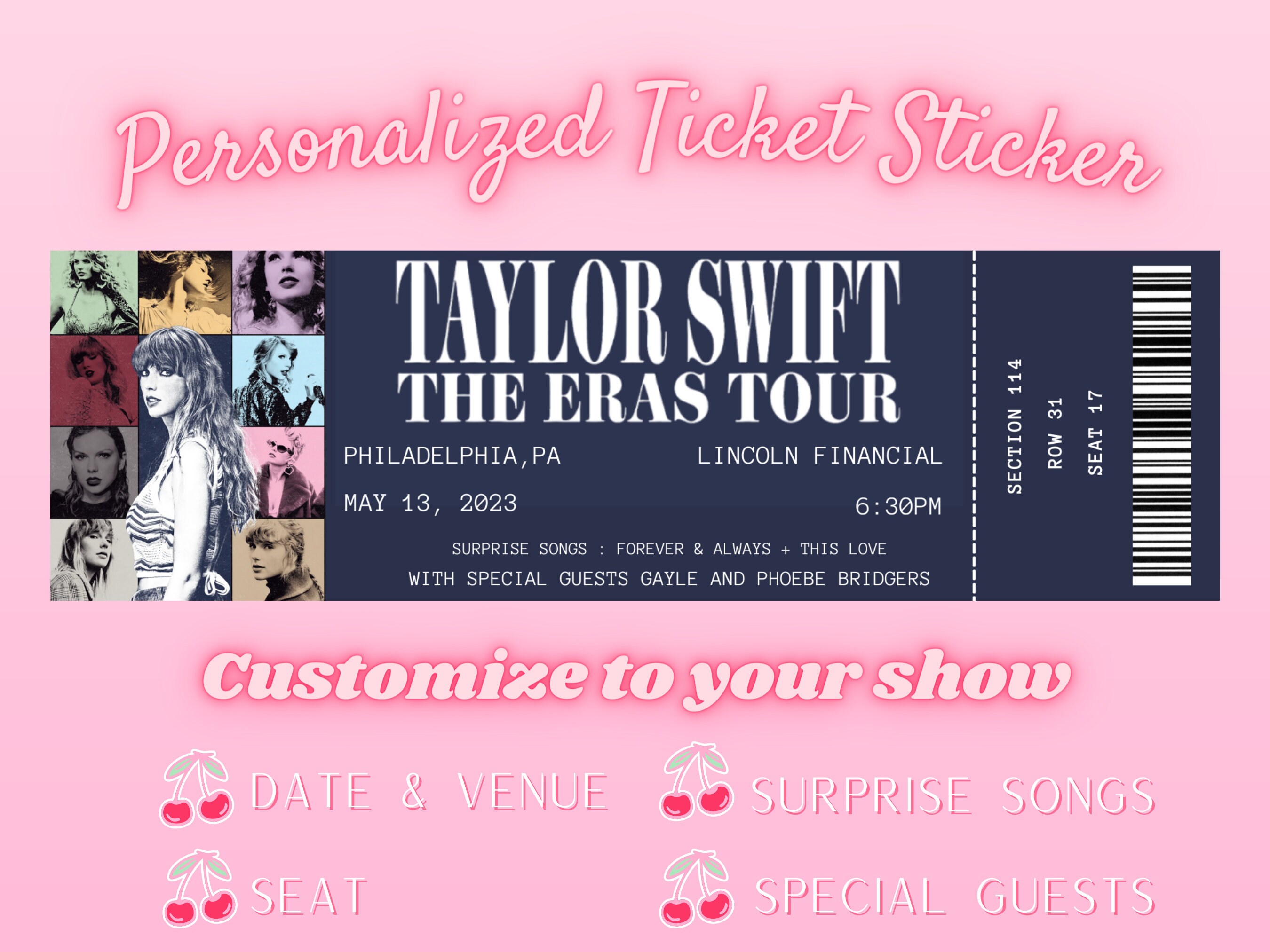 Personalized Eras Tour Ticket Sticker - Etsy