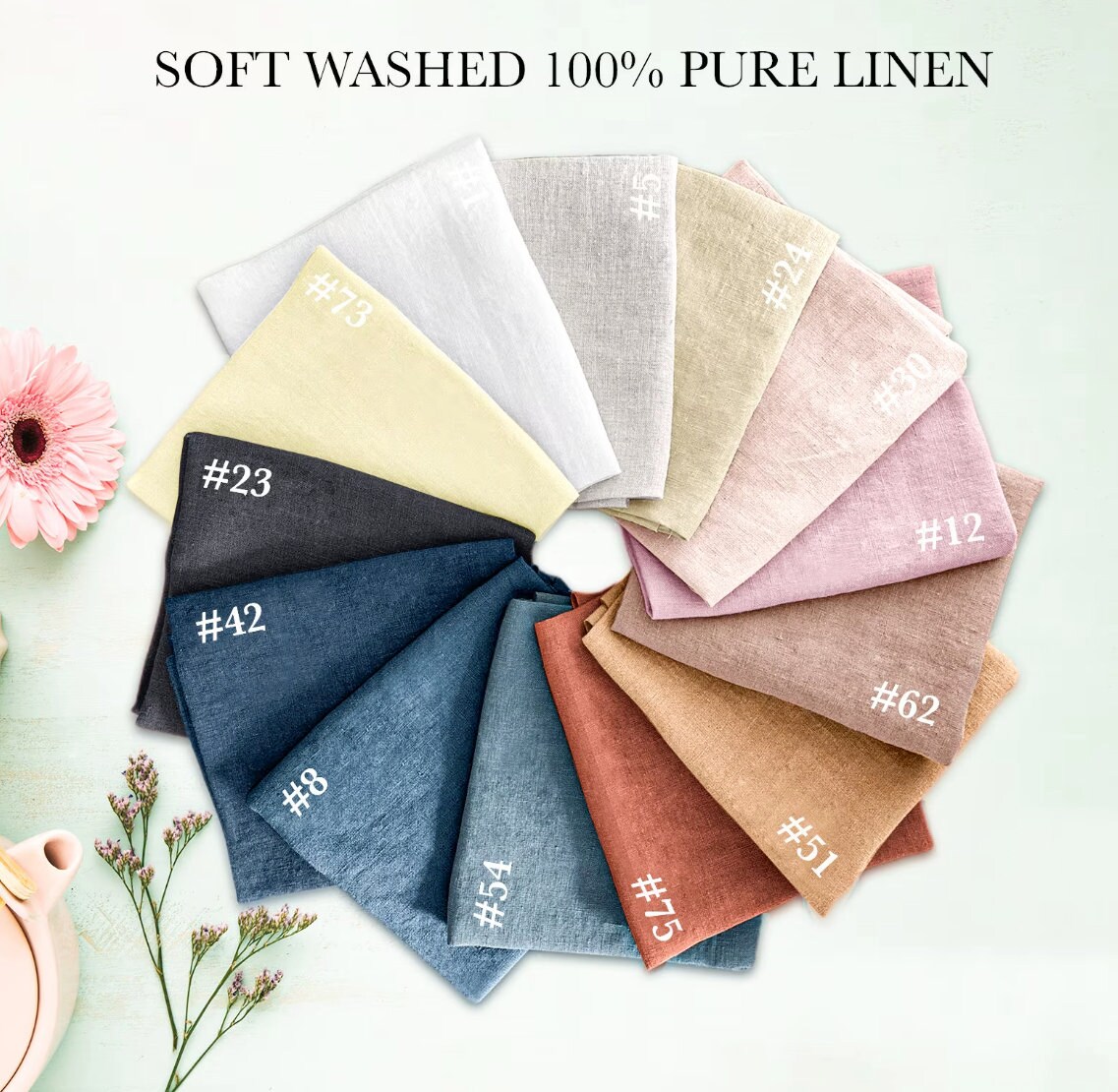 Tan Pure #62 Linen Soft Washed by the Yard for Sewing, 100% Pure Linen ...