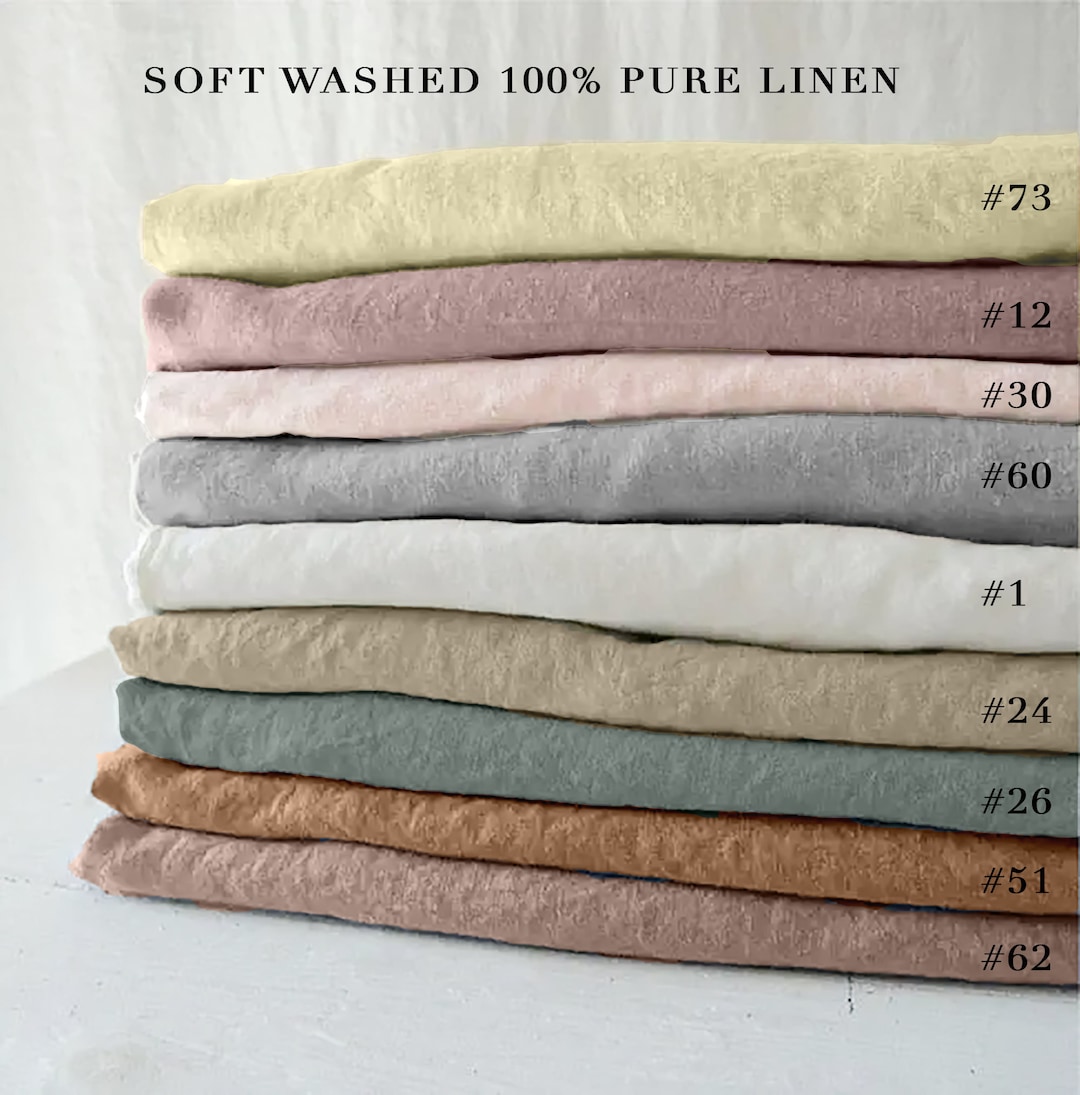 Pure Linen Soft Washed by the Yard for Sewing, 100% Pure Linen Fabric ...