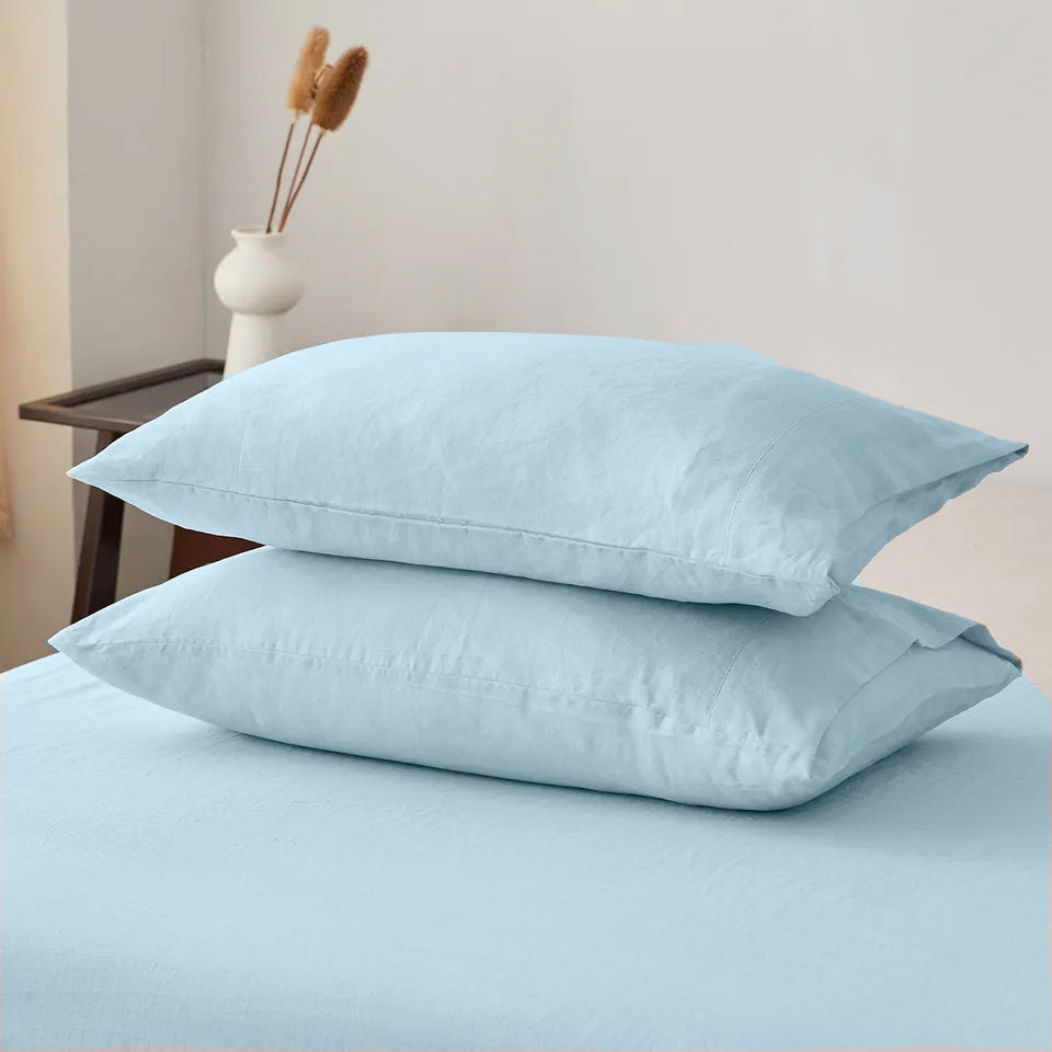 Pure Linen Baby Blue Soft Washed by the Yard for Sewing, 100% Pure ...