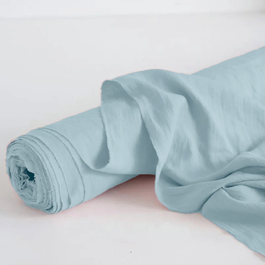 Pure Linen Baby Blue Soft Washed by the Yard for Sewing, 100% Pure ...