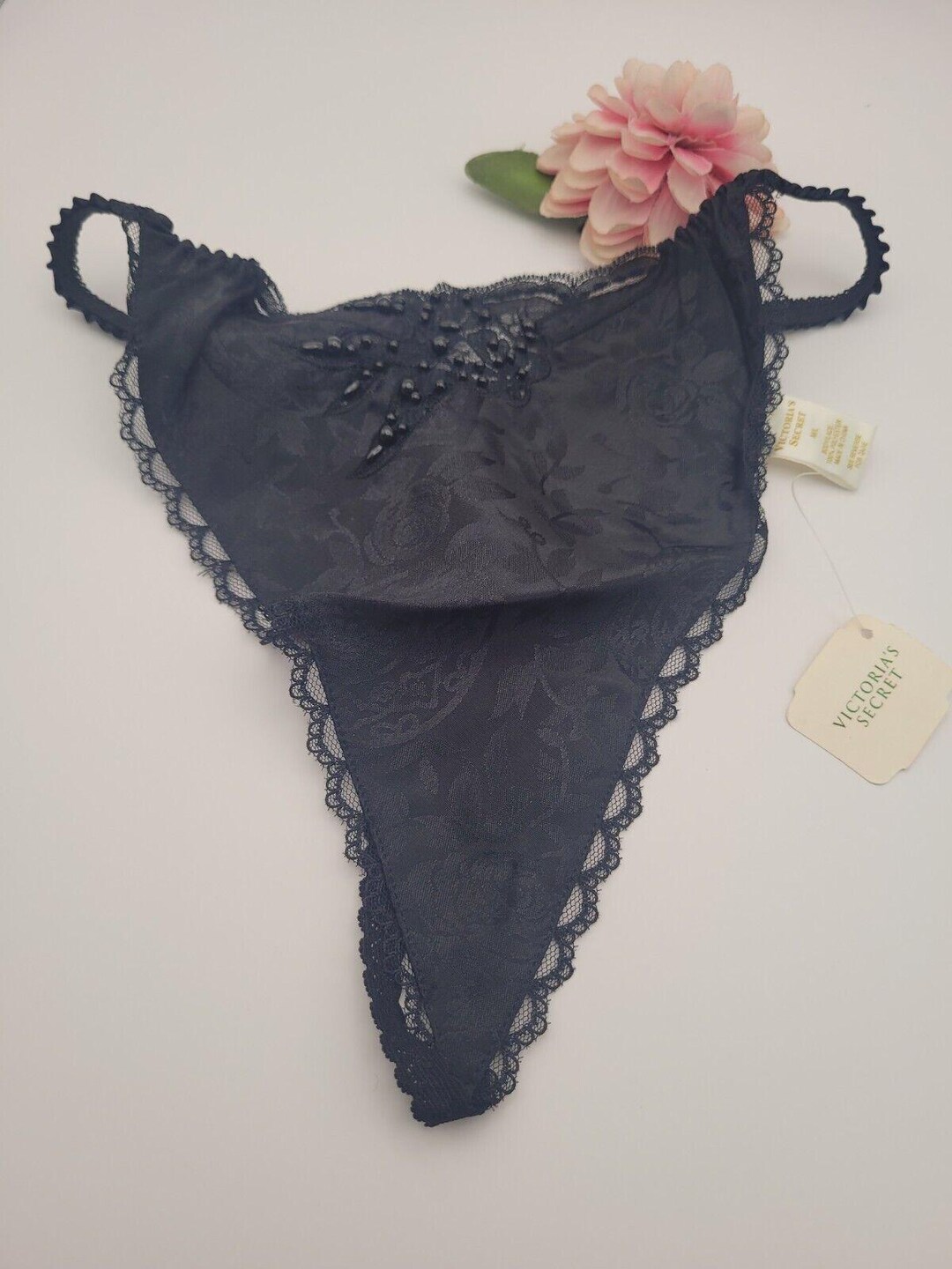 Vtg Ml Victorias Secret 80s 90s T String Thong Panties String Beaded 6998