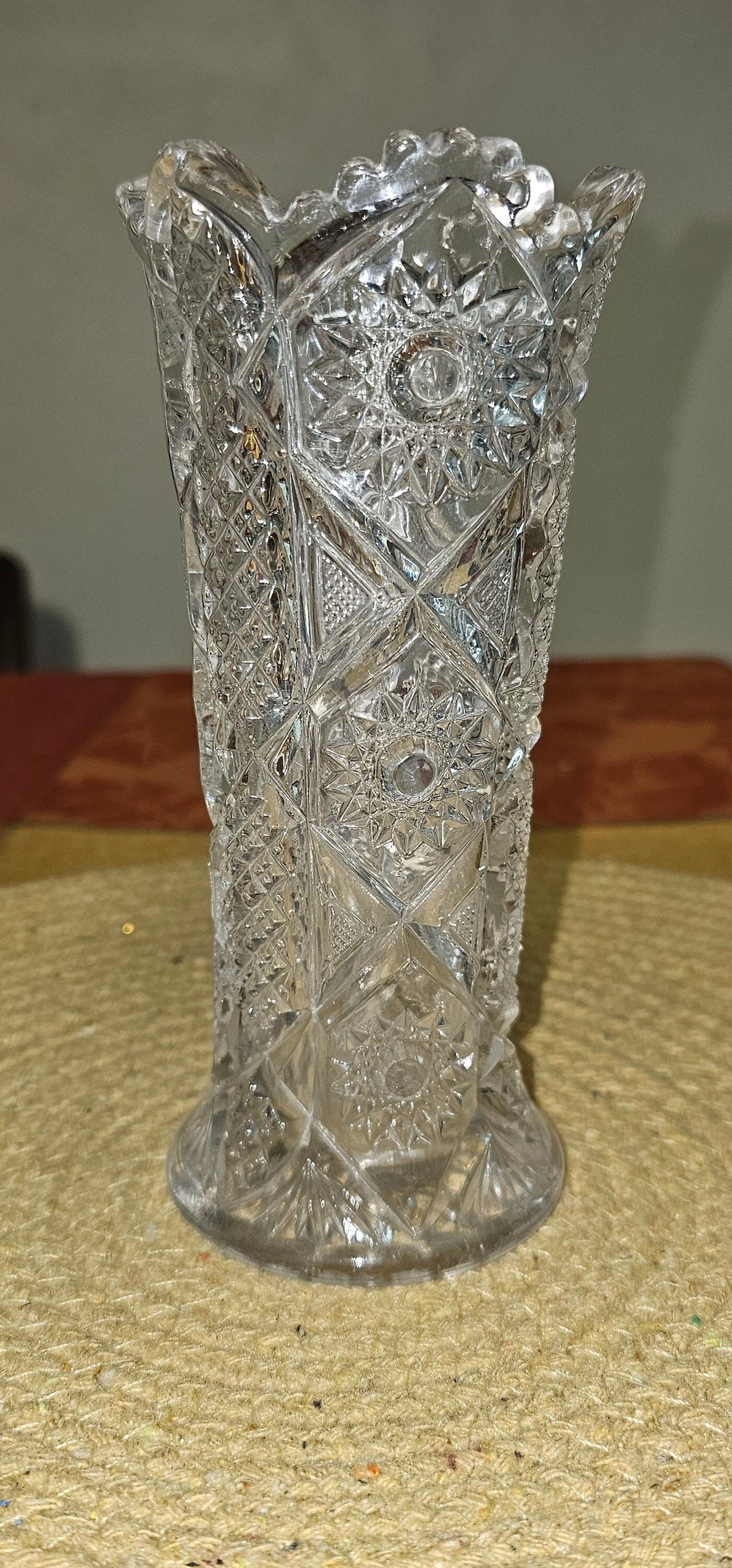 EAPG Pattern Glass Vase Carnival Does Glow Uranium Magnesium Solid and ...