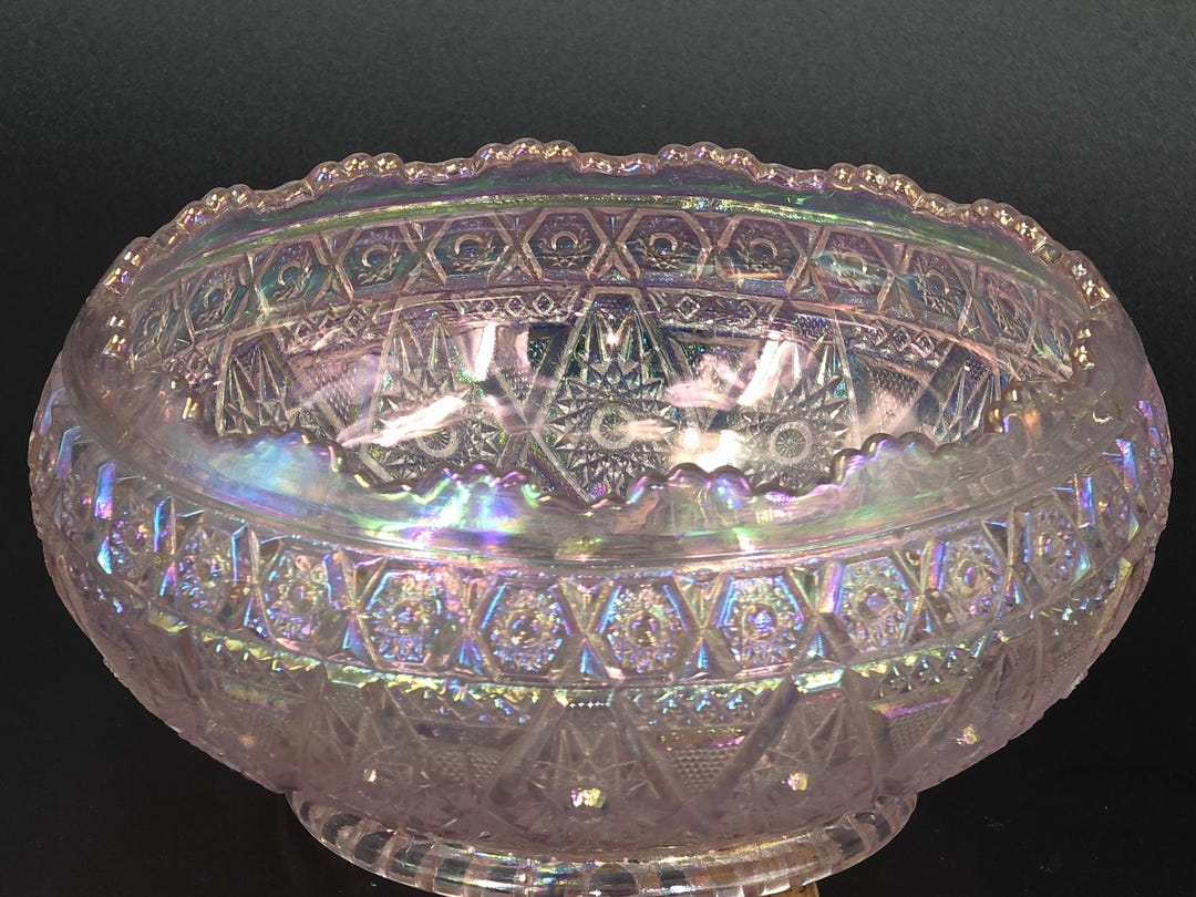 Vintage Indiana Glass Candy Dish Diamond and Lace Pattern Iridescent ...