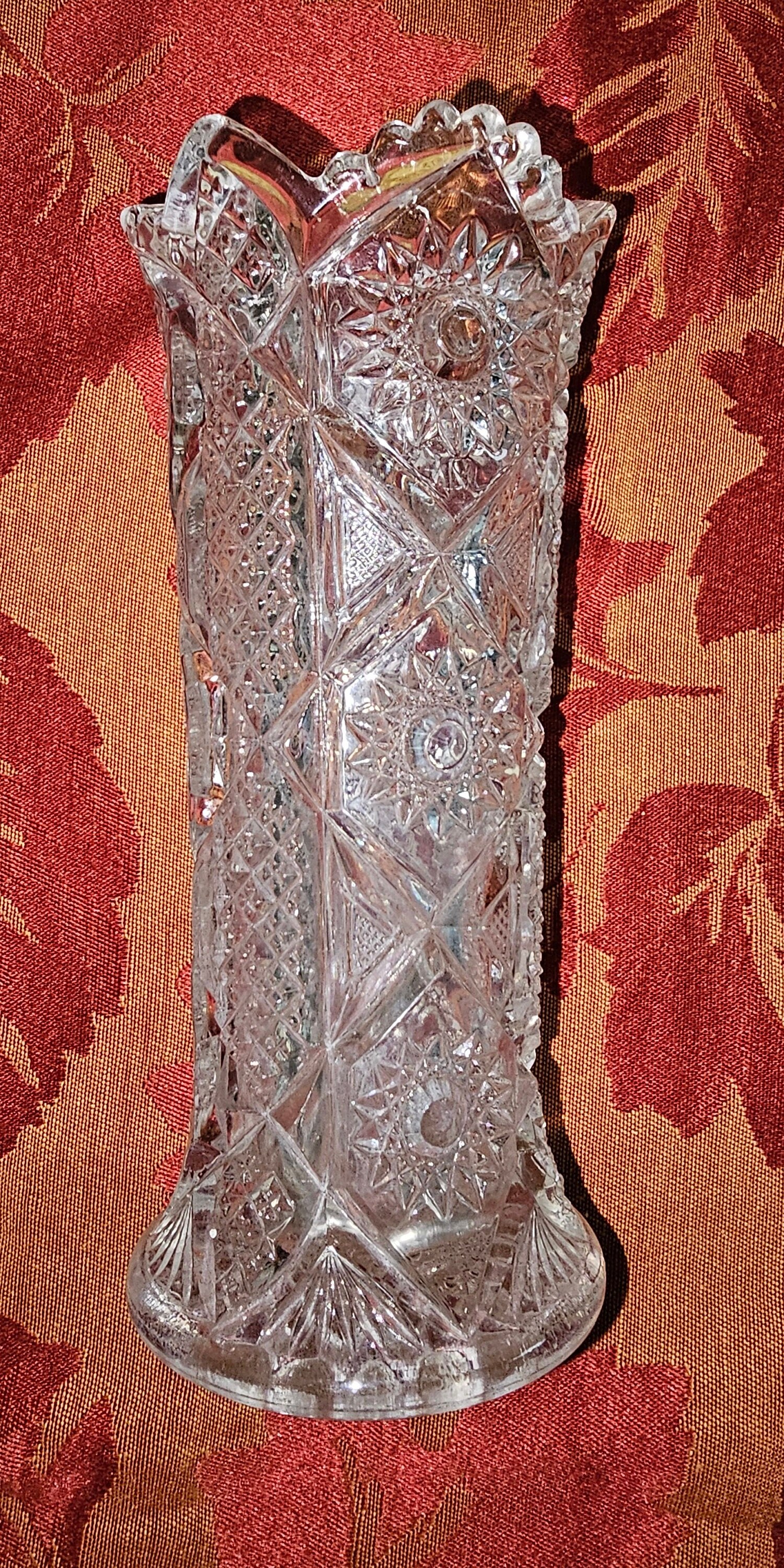 EAPG Pattern Glass Vase Carnival Does Glow Uranium Magnesium Solid and ...