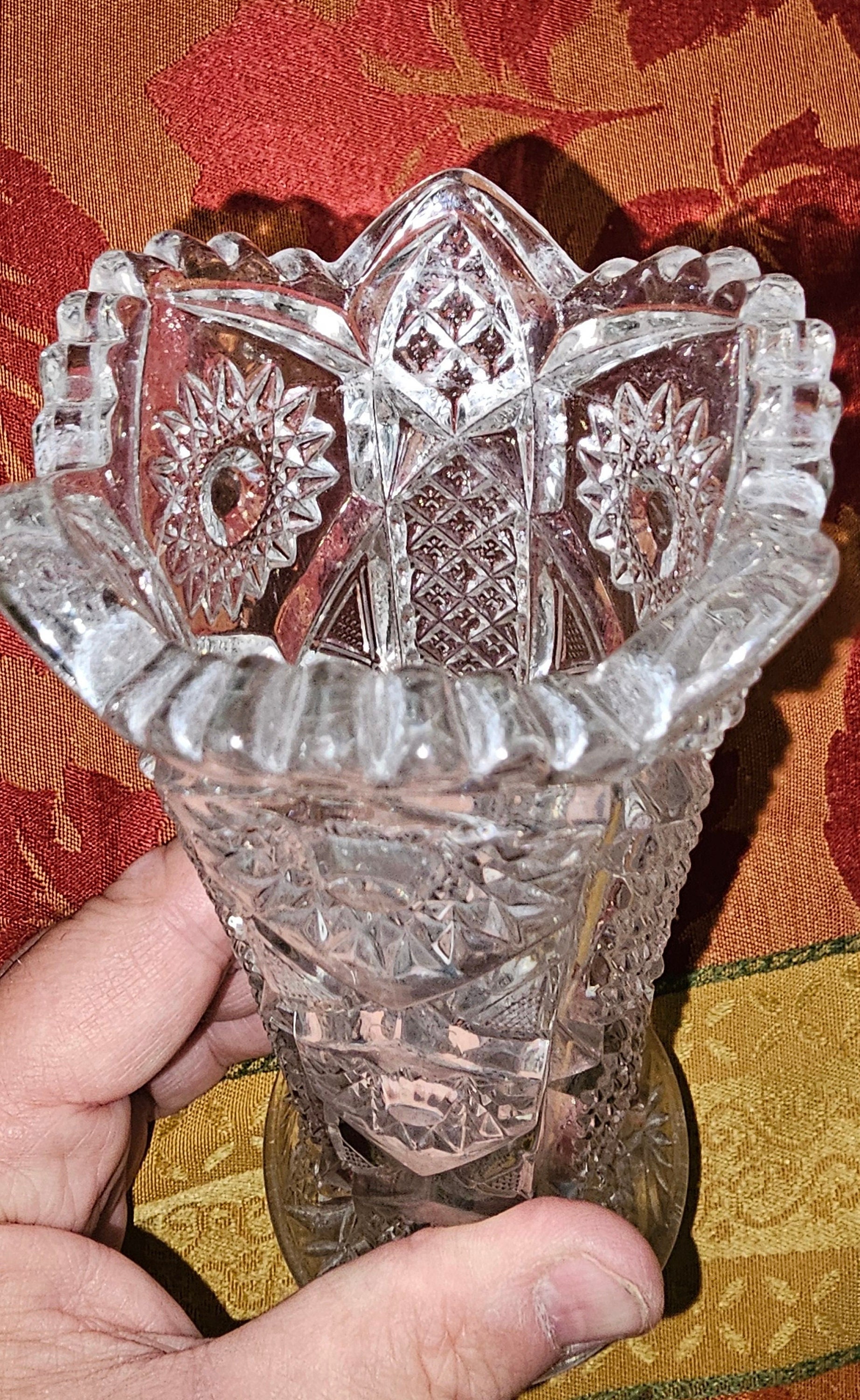 EAPG Pattern Glass Vase Carnival Does Glow Uranium Magnesium Solid and ...