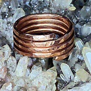 Solid Copper Hammered Four Coil Stack Ring | Copper Jewelry | Intention ...
