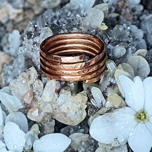 Solid Copper Hammered Four Coil Stack Ring | Copper Jewelry | Intention ...