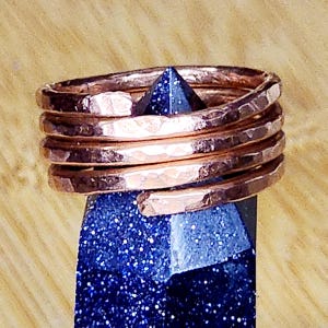 Solid Copper Hammered Four Coil Stack Ring | Copper Jewelry | Intention ...